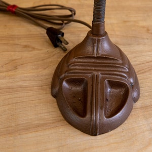 Cast Iron Gooseneck Lamp, Vintage Desk Lamp, Art Deco Brown Gooseneck ...