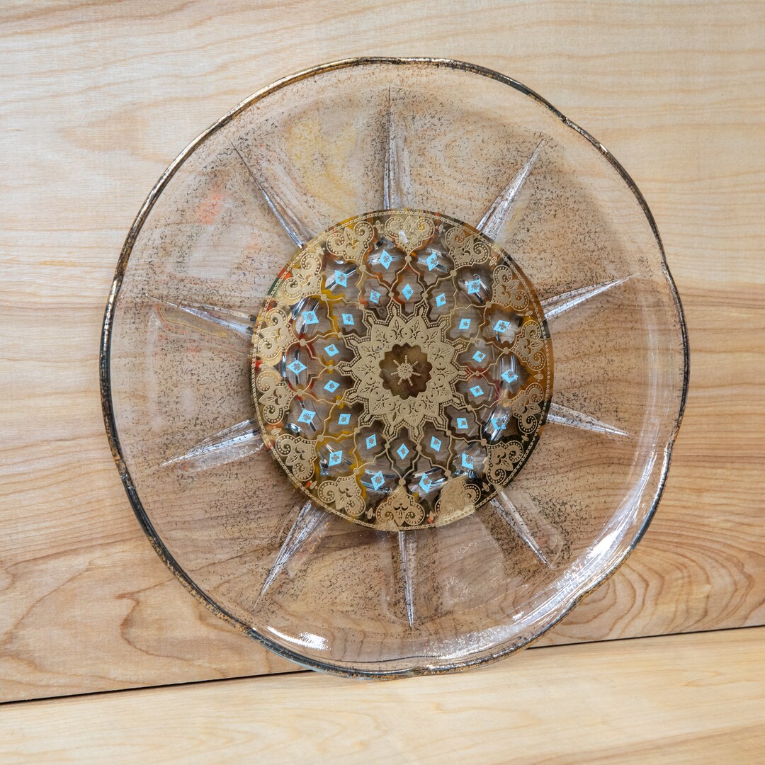 Signed Culver Seville, 22K Culver Serving Dish, Culver 22K Glass Cake Plate, 22K Gold Trim ...