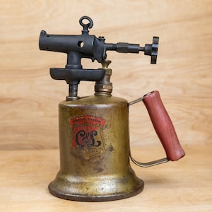 Old Gasoline Torch, C & L Blow Torch, Antique Brass Blow Torch, Clayton ...