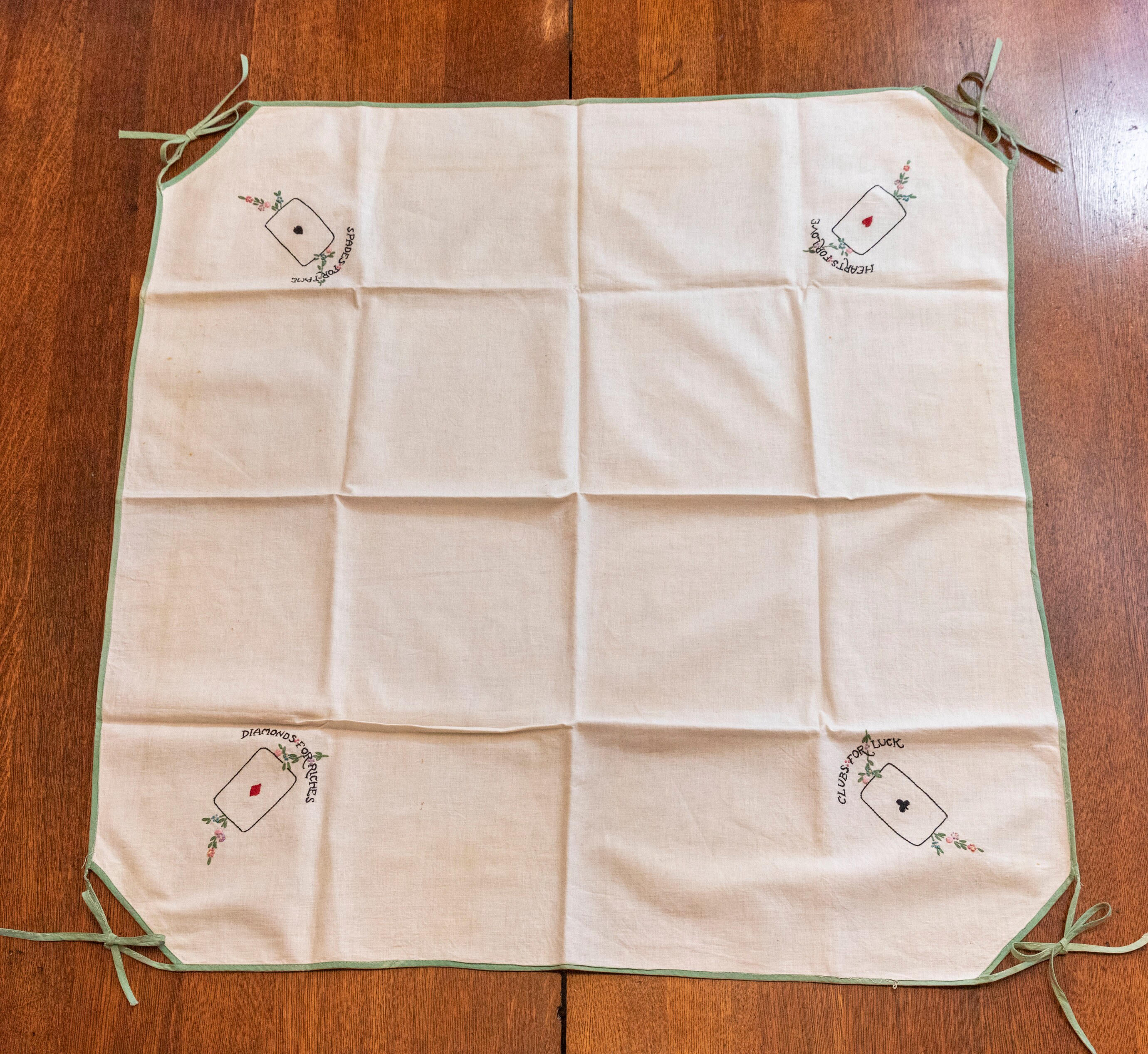 Vintage Embroidered Cotton Card Table Cover Cloth Poker Bridge - Etsy