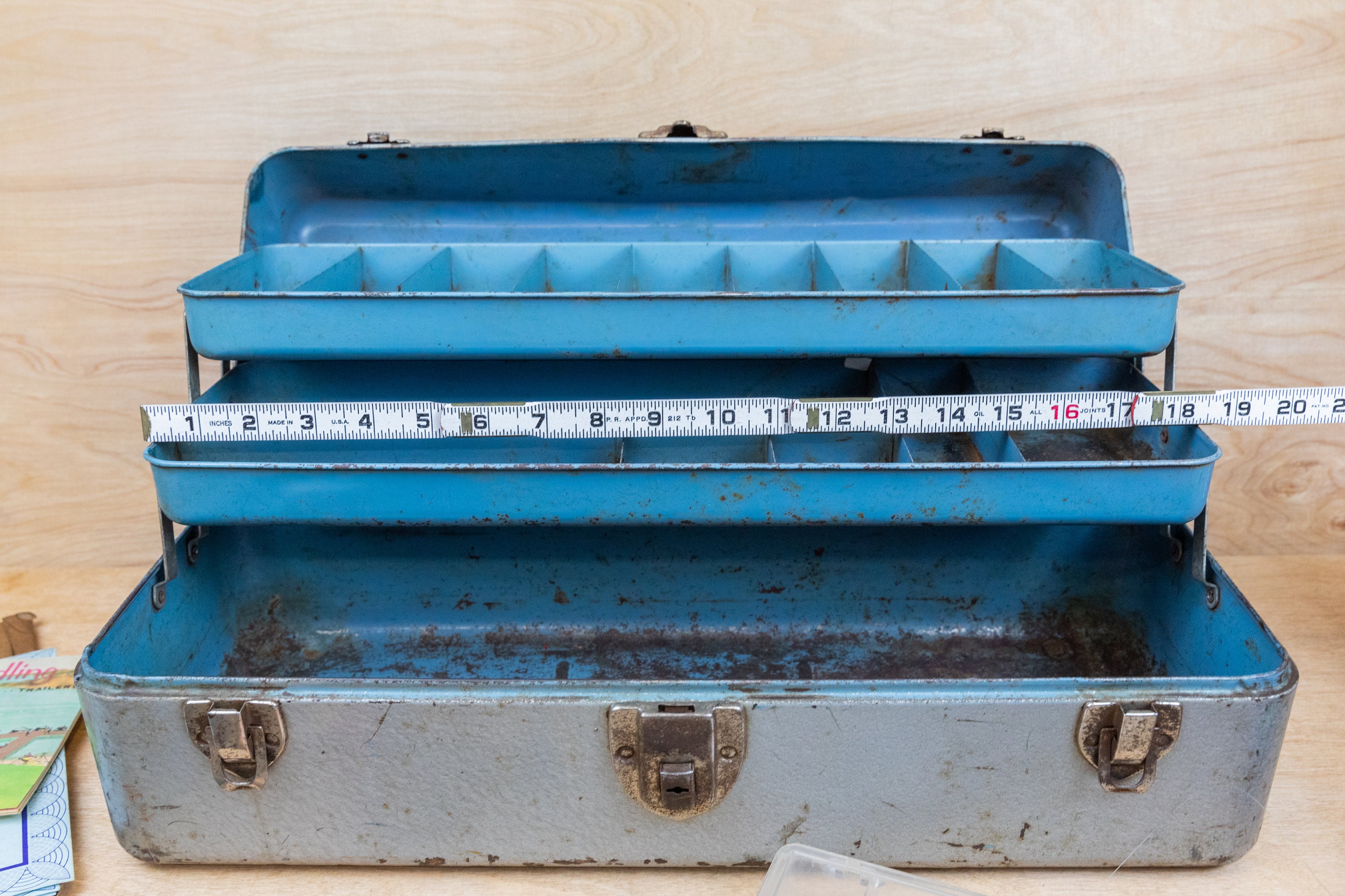 Vintage Tackle Box Contents, Fishing Gear, Lures, Equip, Chatillon ...