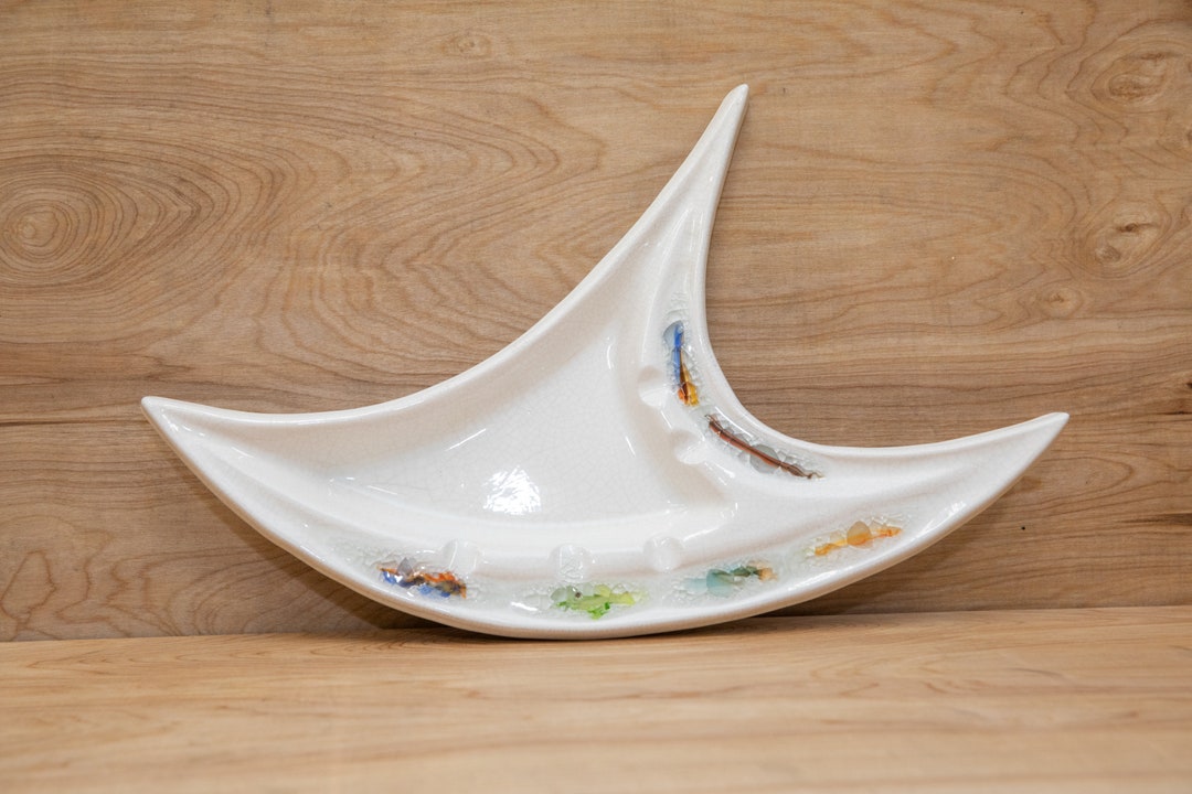 Vintage Atomic Ashtray, Mid Century Ceramic, Collectable Ashtray White ...