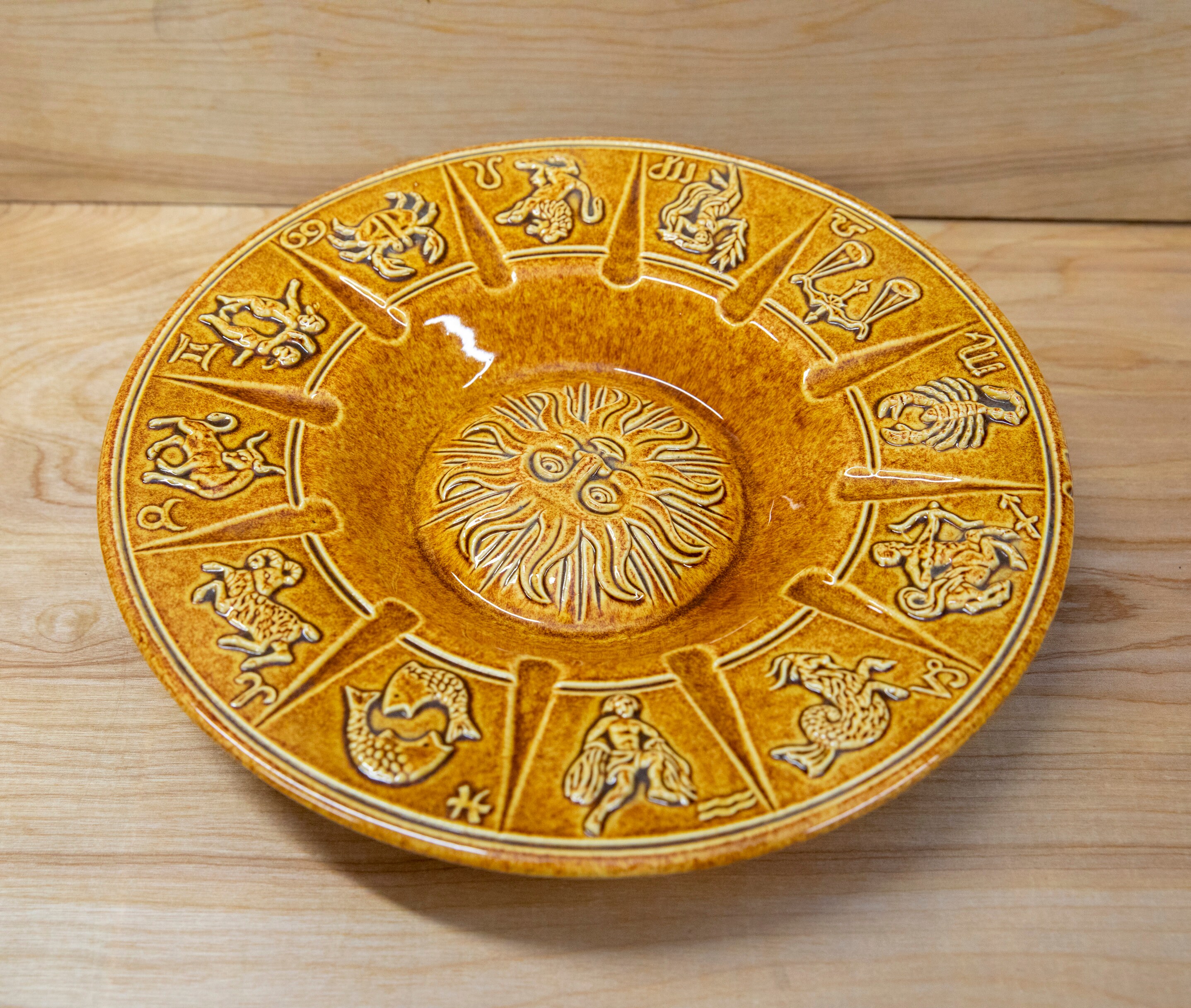 Vintage Ceramic Zodiac Plate Vintage Orange Glazed Zodiac - Etsy