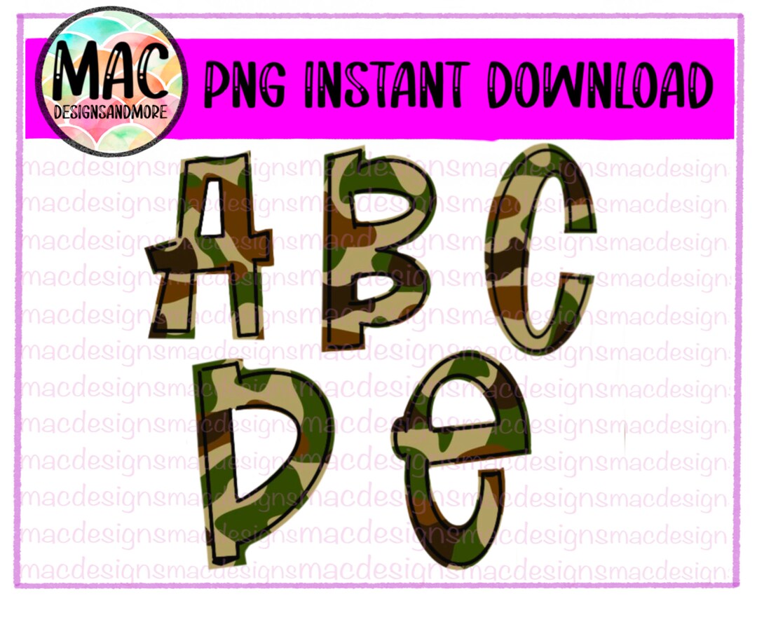 CAMO ALPHABET PNG Png File Digital File - Etsy