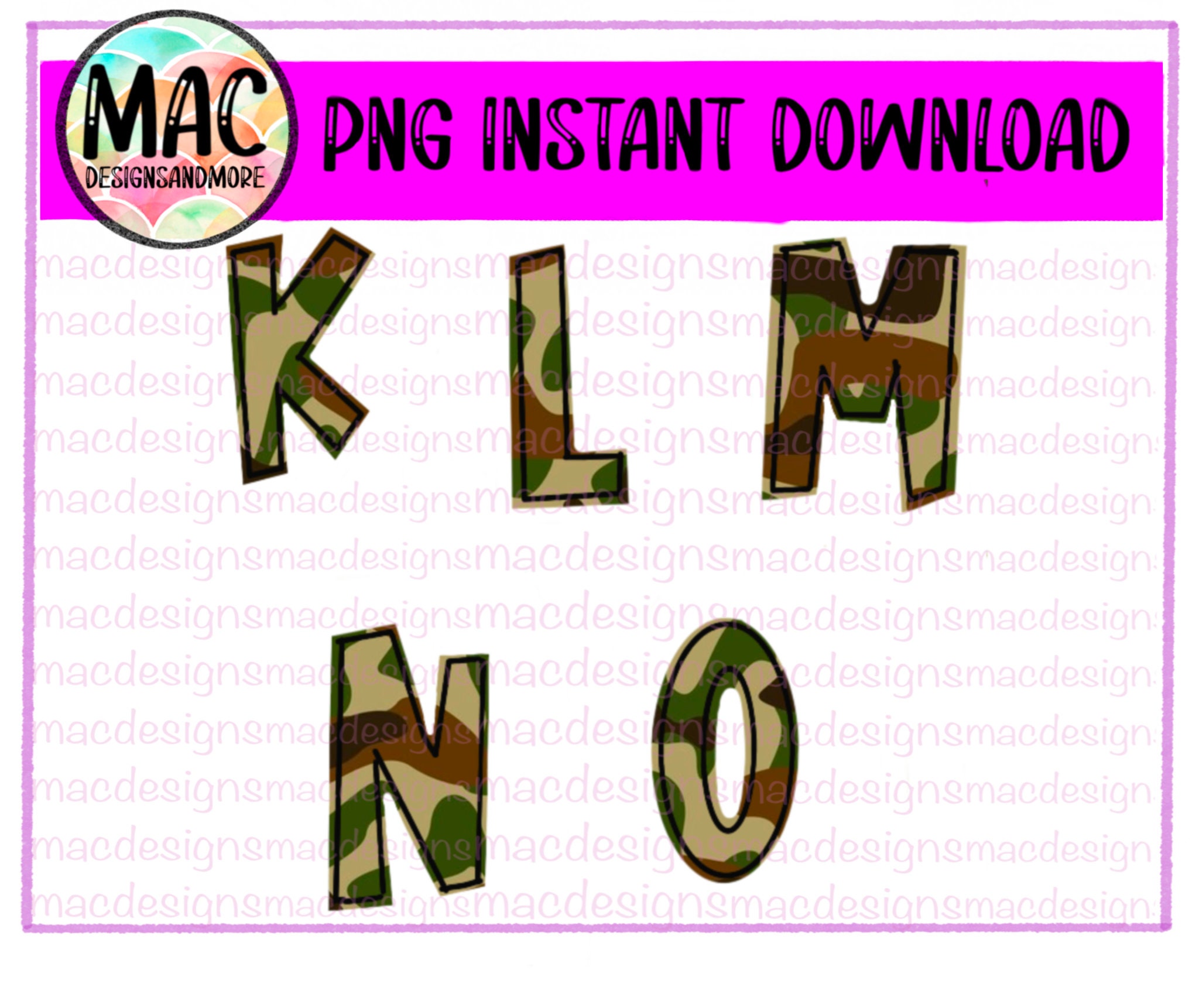 CAMO ALPHABET PNG Png File Digital File - Etsy