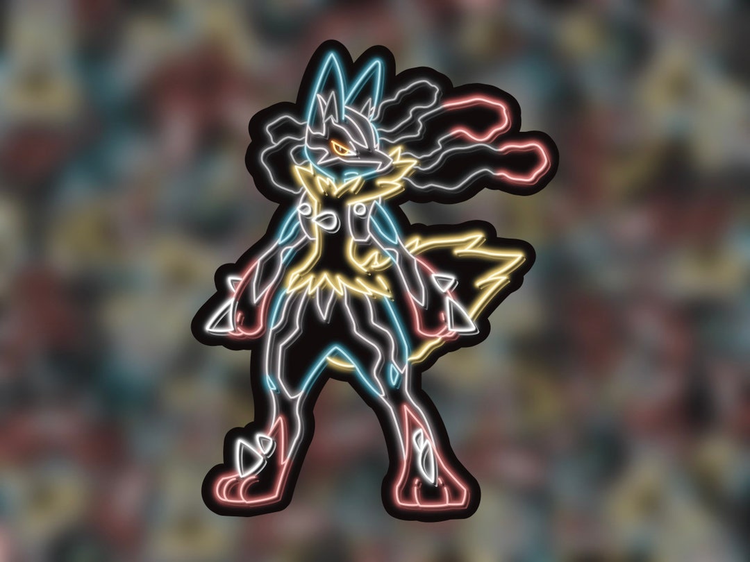Neon Mega Lucario Pokemon Stickers - Etsy