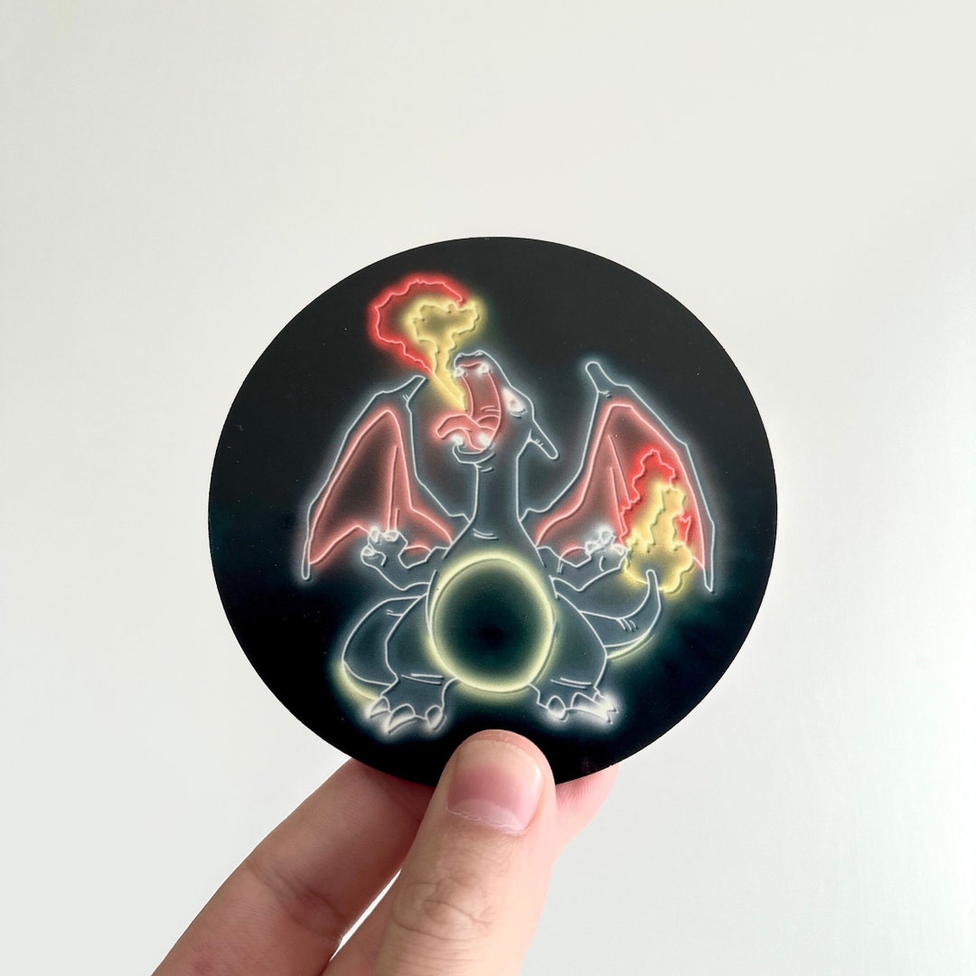 Neon Shiny Charizard Coasters Pokemon Coasters - Etsy