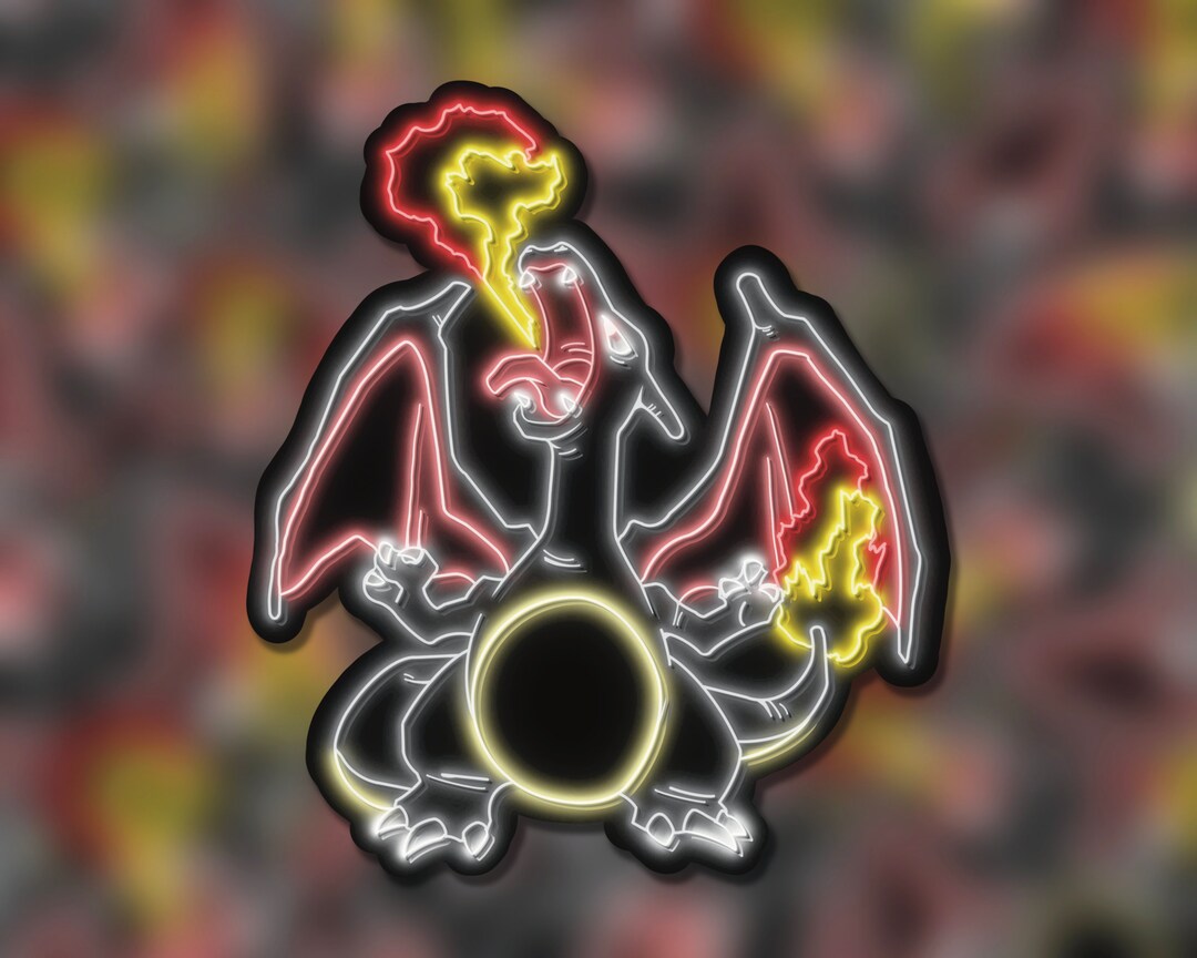 Neon Shiny Charizard Pokemon Stickers - Etsy