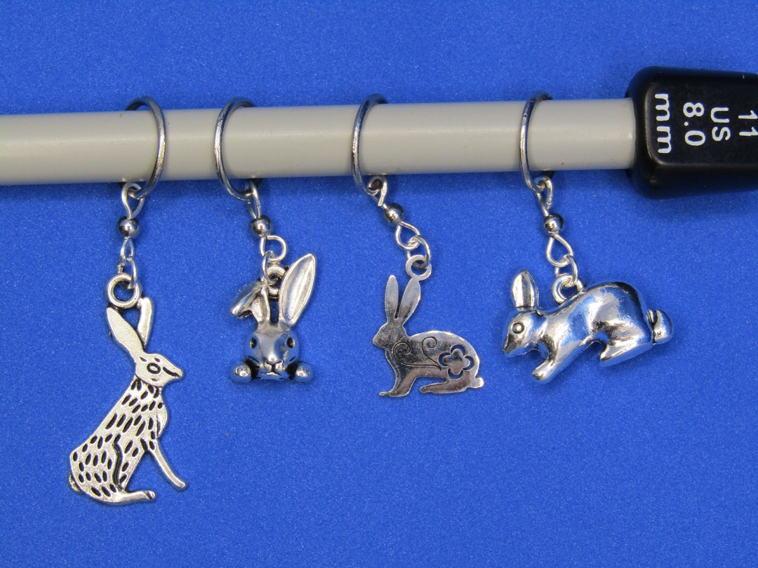 Bunny Rabbit Stitch Markers Set of 4, Bunny Knitting Accessory Ring ...