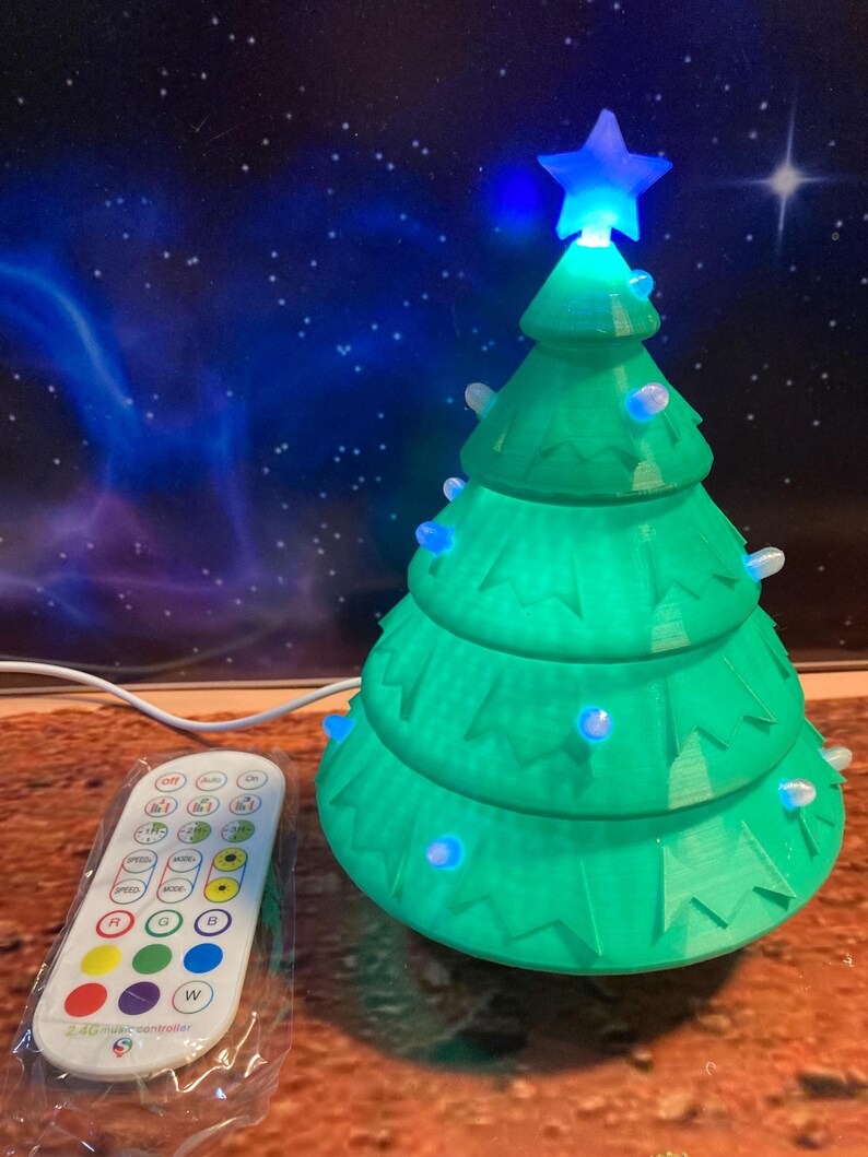 Christmas Tree Light up LED With Remote Control 3-D Printed - Etsy