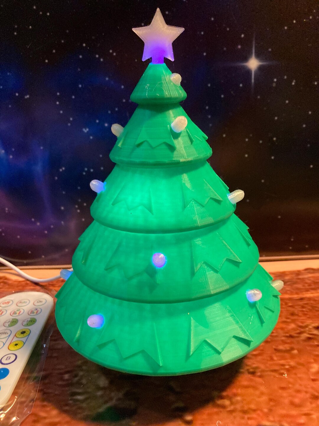 Christmas Tree Light up LED With Remote Control 3-D Printed - Etsy