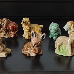 Vintage Glass Display Wall Cabinet With Wade Collection Figurines ( 33 ...