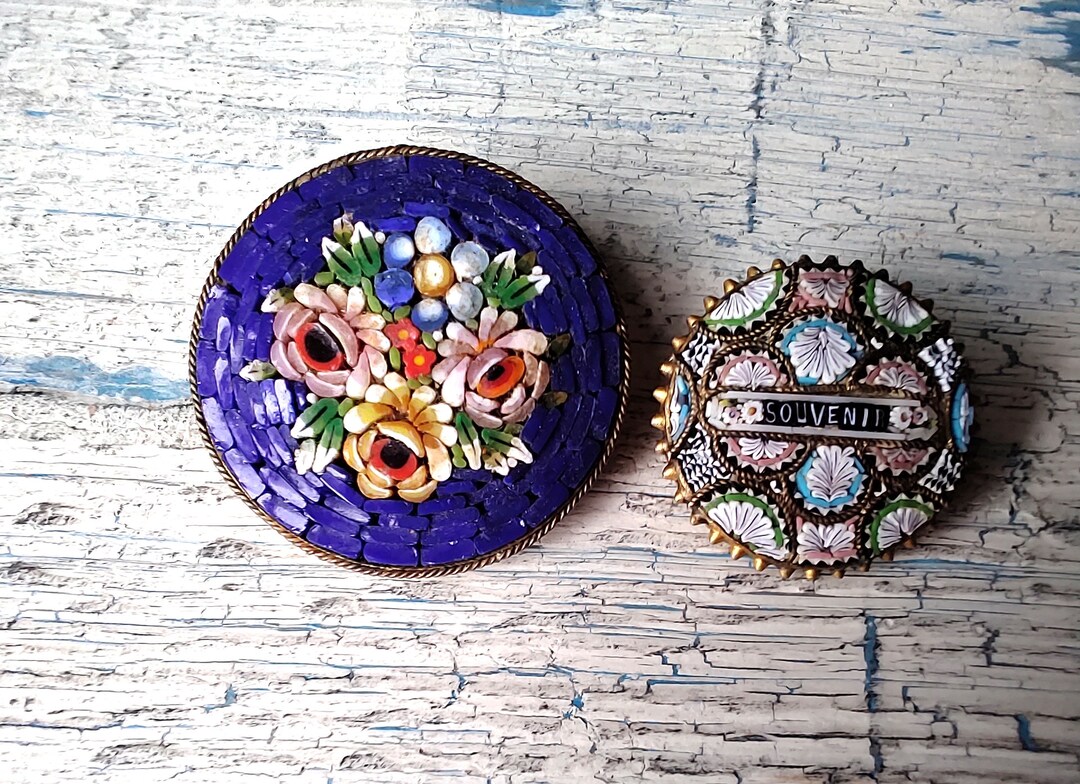 Vintage Antique Italian Micro Mosaic Brooches - Etsy