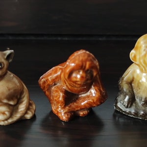 Vintage Glass Display Wall Cabinet With Wade Collection Figurines ( 33 ...