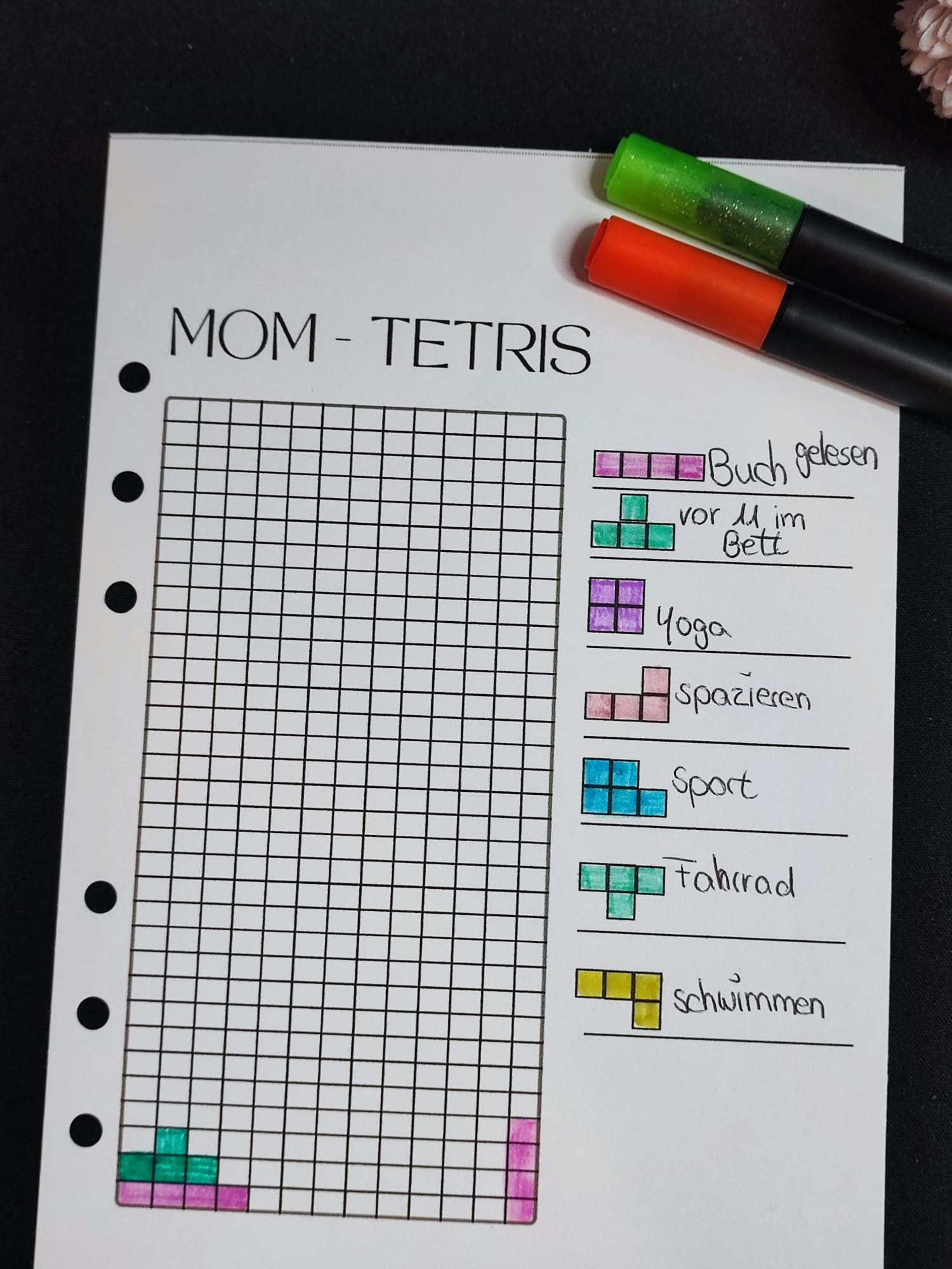 Mom Tetris Tracker, Habit Tracker, Printable Journal Page - Etsy
