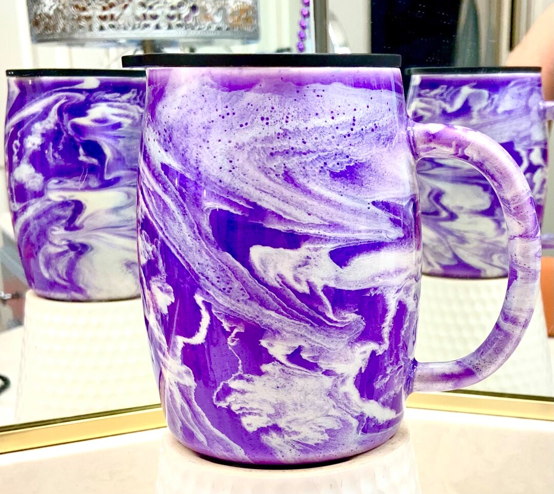 18 Oz Stainless Steel Purple Coffee Tumbler With Lid. Can Be ...