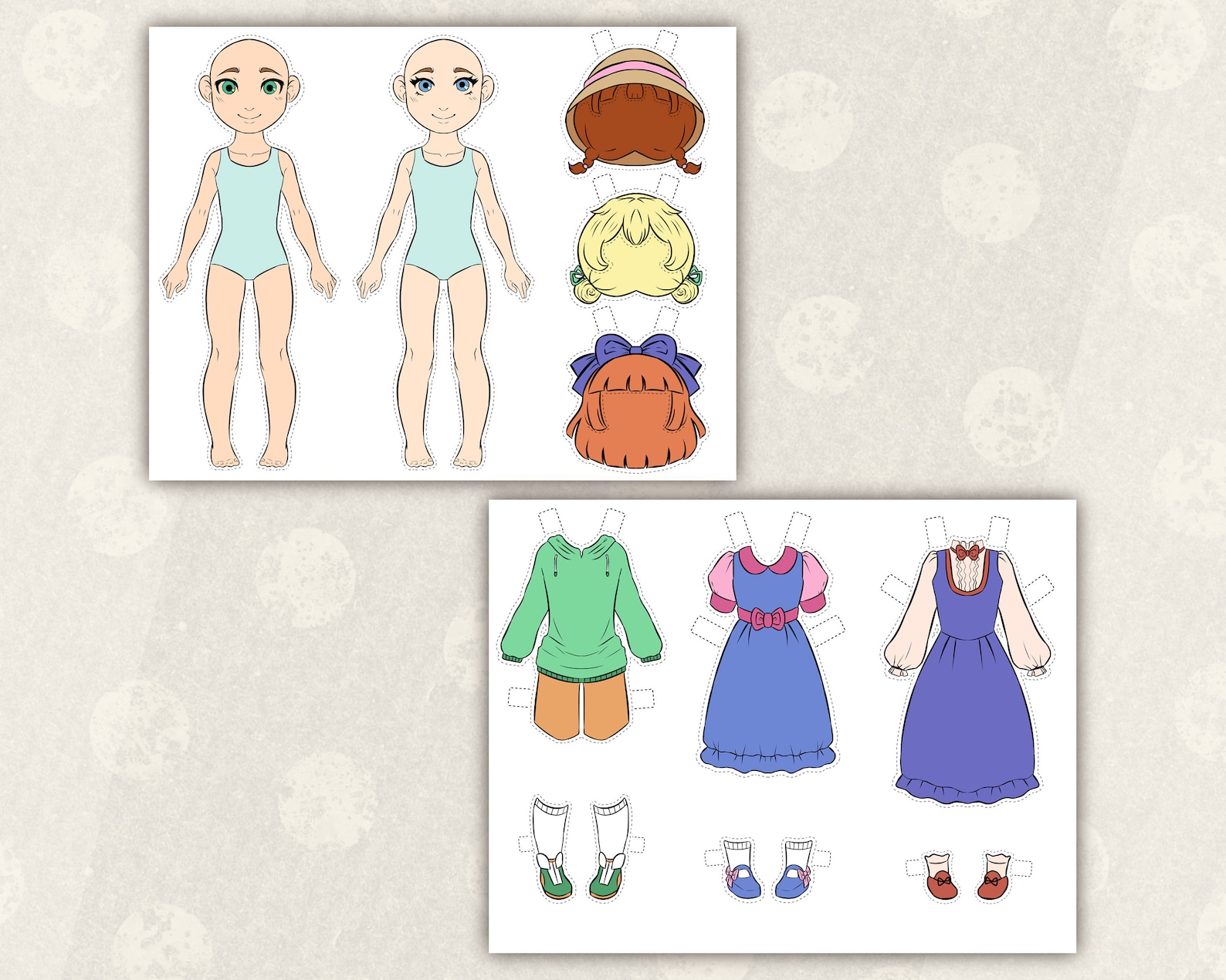 Bambole di carta da colorare, Bambole di carta da colorare stampabili ...