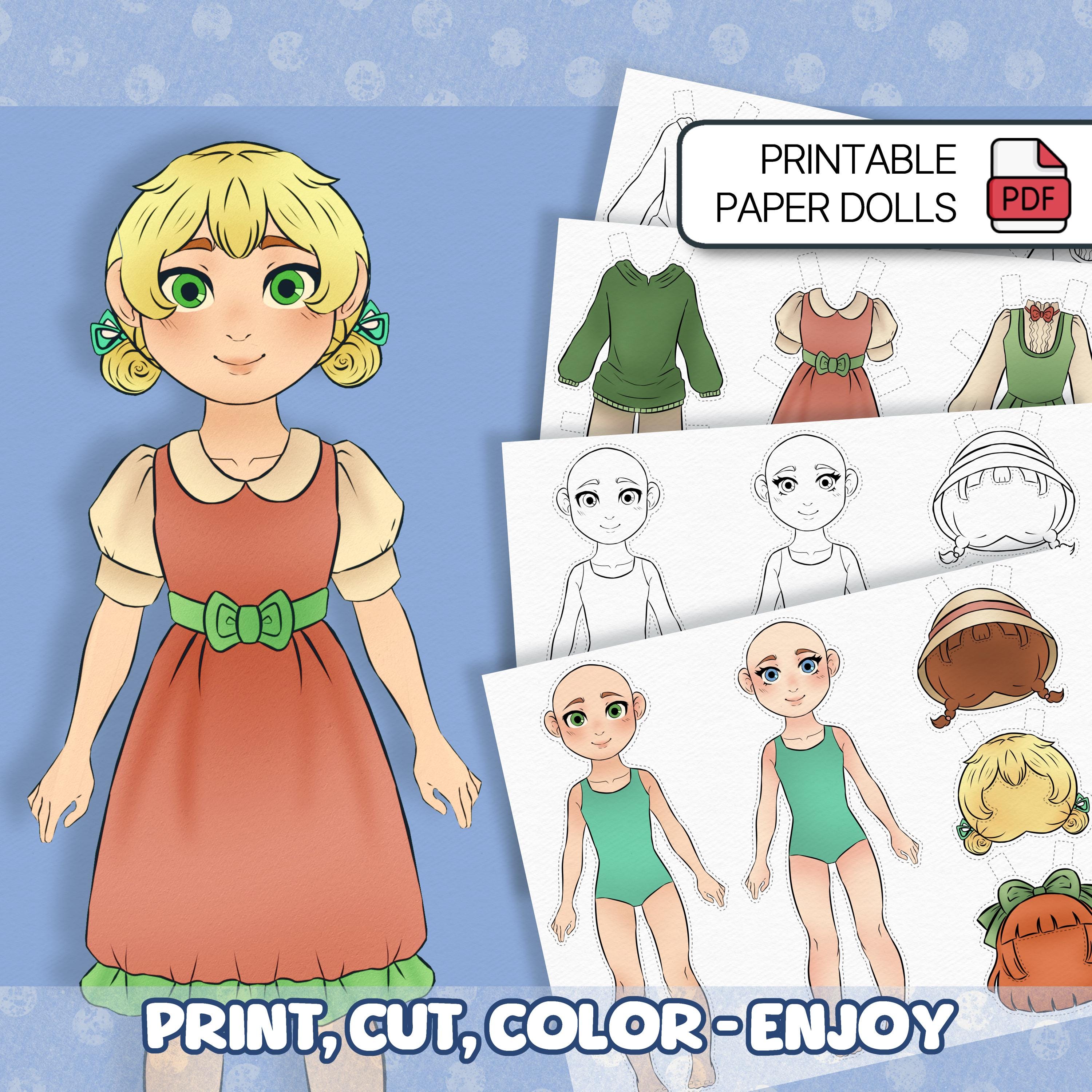 Printable Paper Dolls | Color & Cut Dress-up Activity (PDF) - Etsy