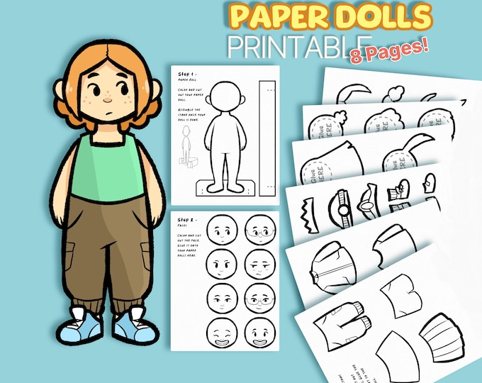 Printable Paper Dolls to Color | Kids Craft Activity (digital Download ...