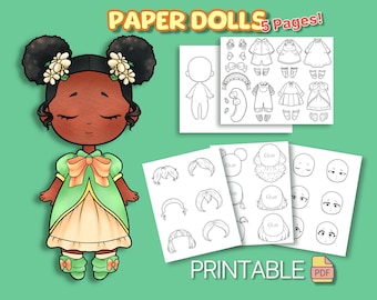 Printable Paper Dolls to Color | Kids Craft Activity (digital Download ...