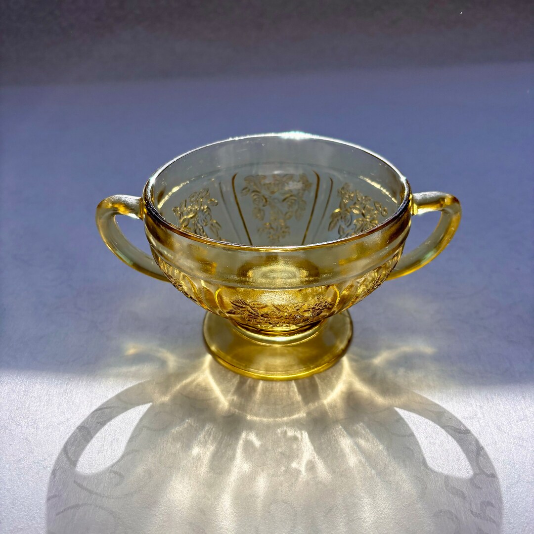 Vintage Federal Glass Sharon Glass Yellow Amber Depression Glass Floral ...