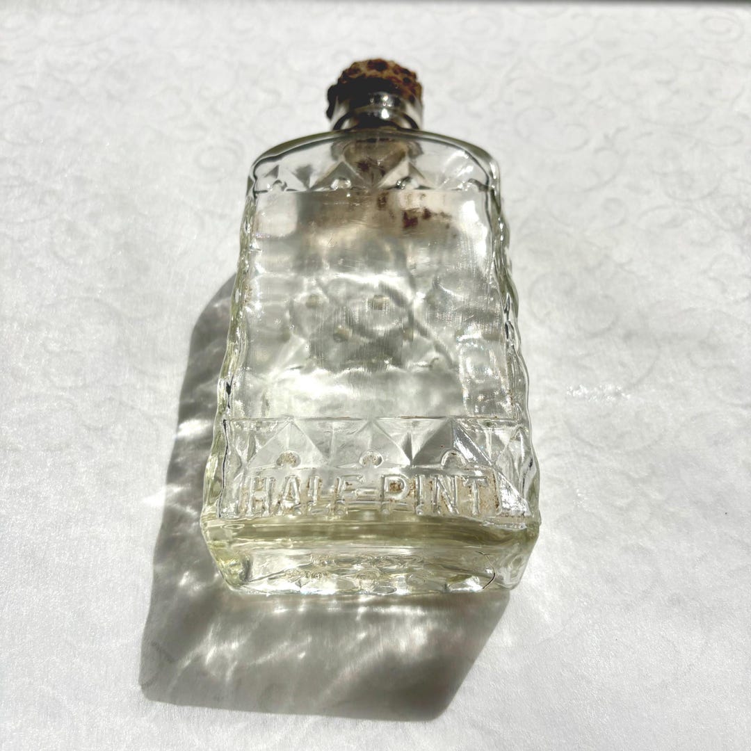 Antique Art Deco “half Pint” Bourbon Whiskey Iridescent Glass Liquor ...