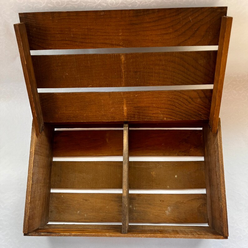 Vintage Rustic Wooden Box Crate With Hinged Lid and Slotted Planks ...