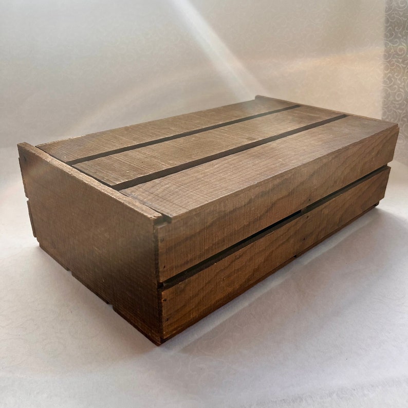 Vintage Rustic Wooden Box Crate With Hinged Lid and Slotted Planks ...