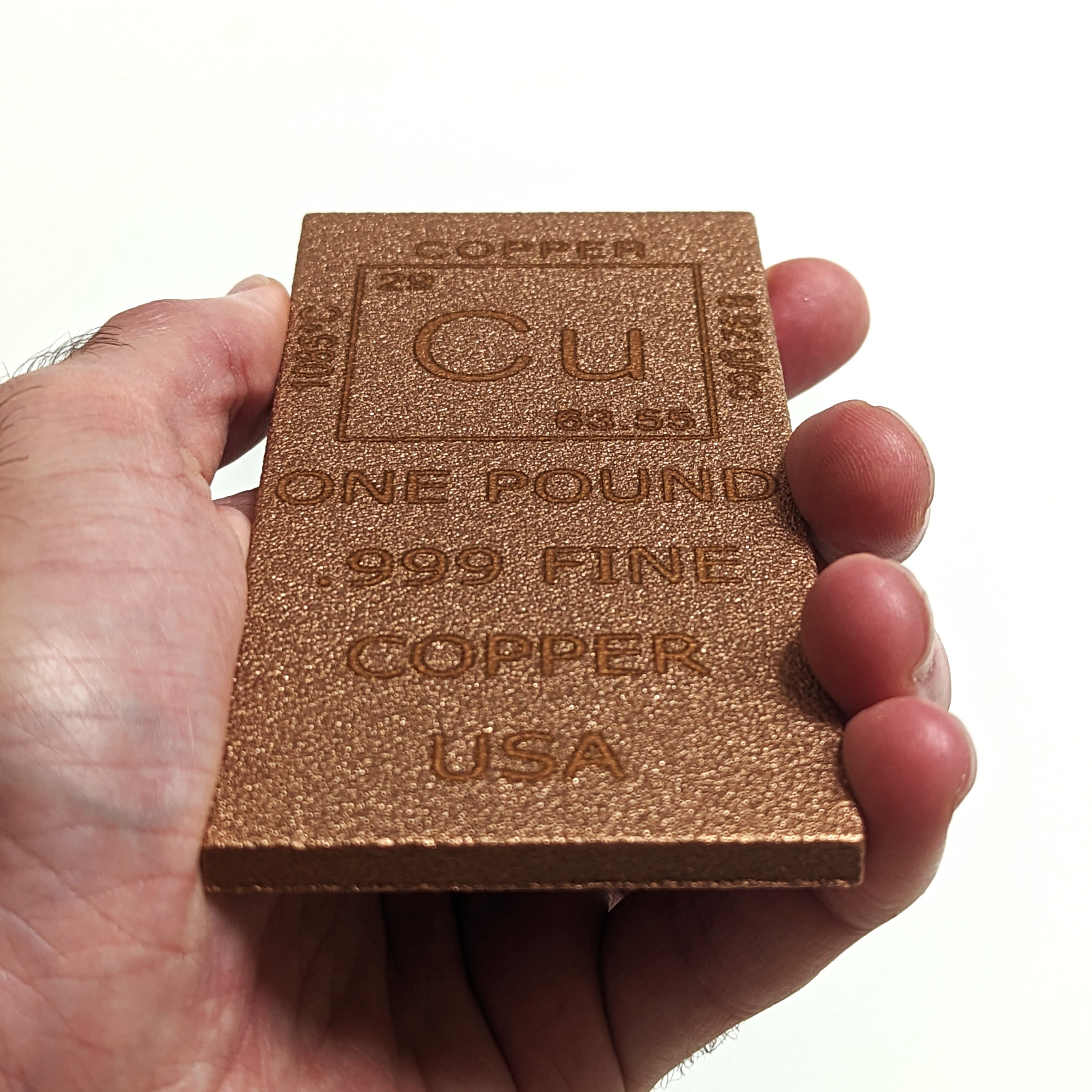 One Pound Solid Copper Bullion Bar Elemental Design .999 Fine Purity 1 ...