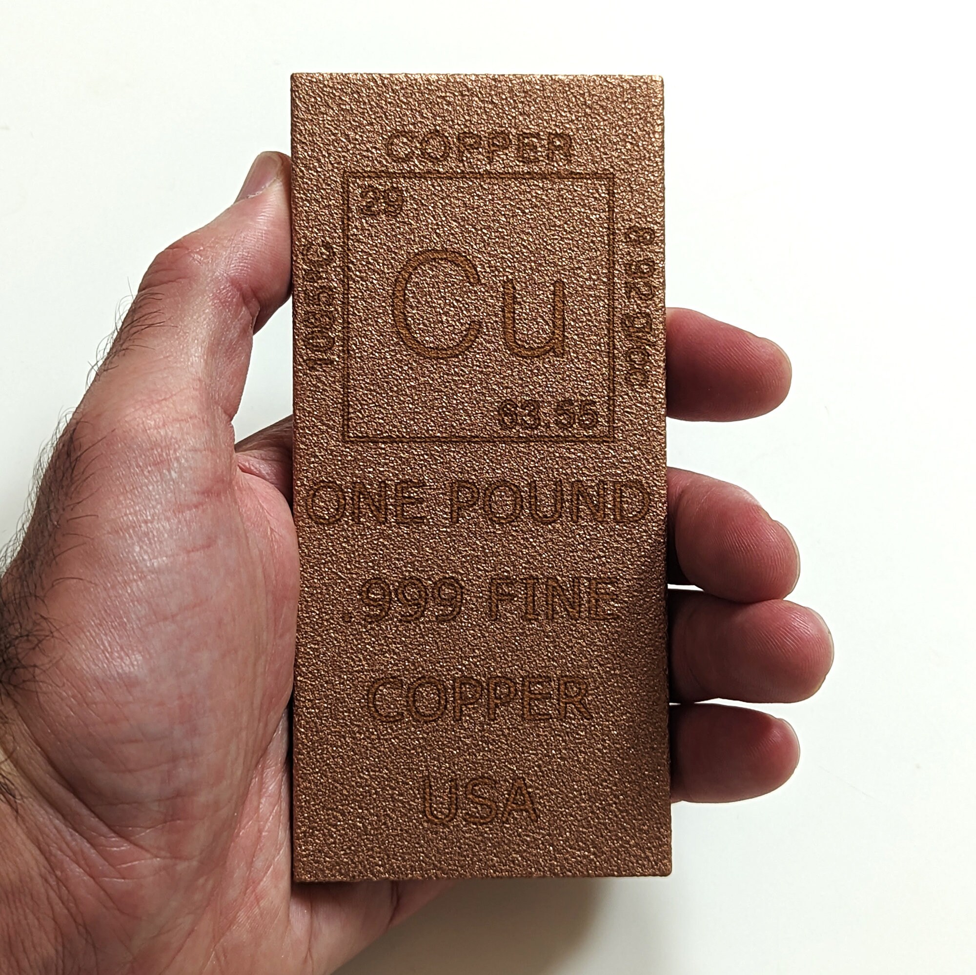 One Pound Solid Copper Bullion Bar Elemental Design .999 Fine Purity 1 ...