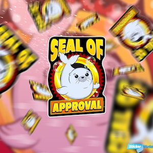 Cute Seal of Approval Sticker, Funny Harp Seal Label, Silly Animal ...