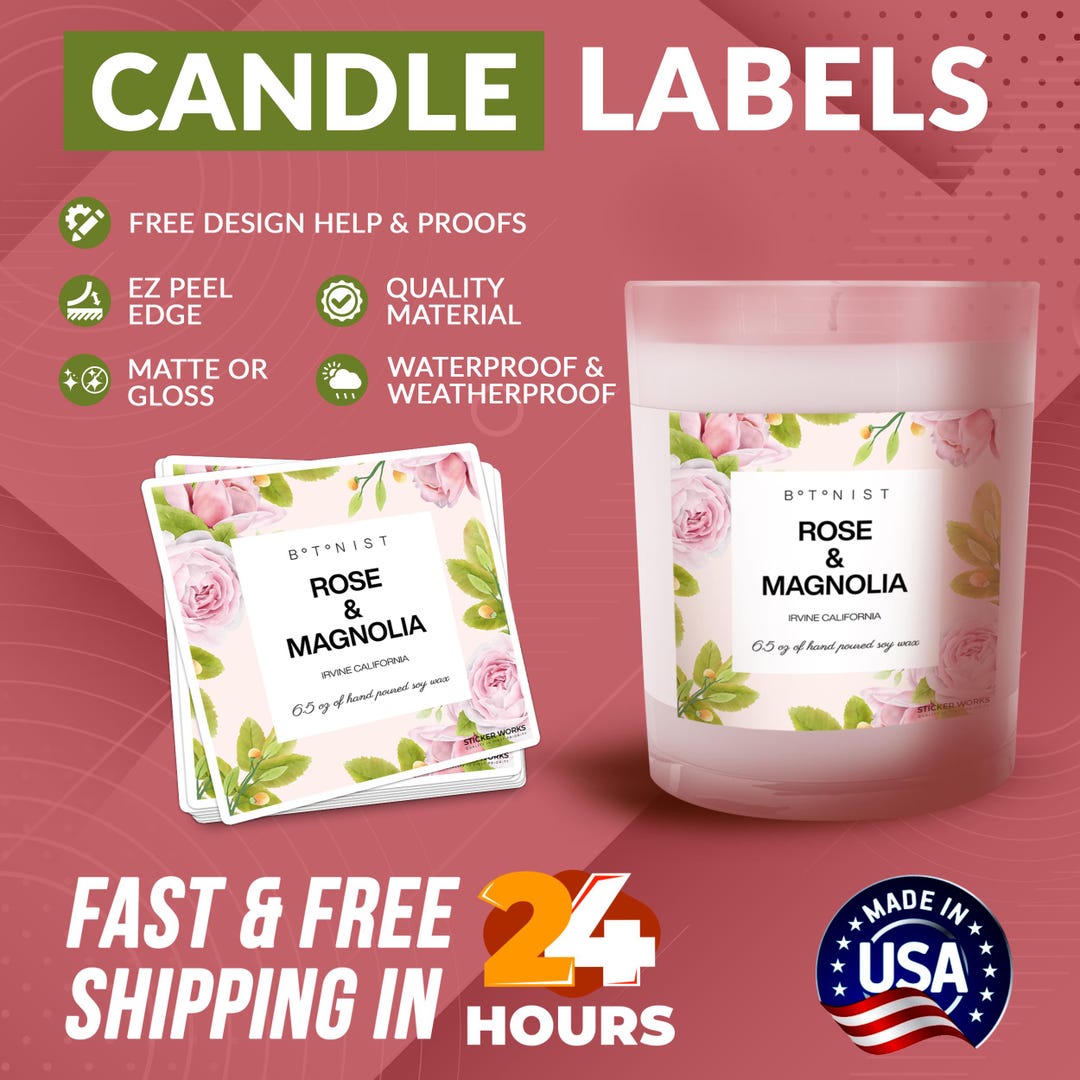 Custom Candle Sticker Labels: Personalized Wedding & Party Favors. Free ...