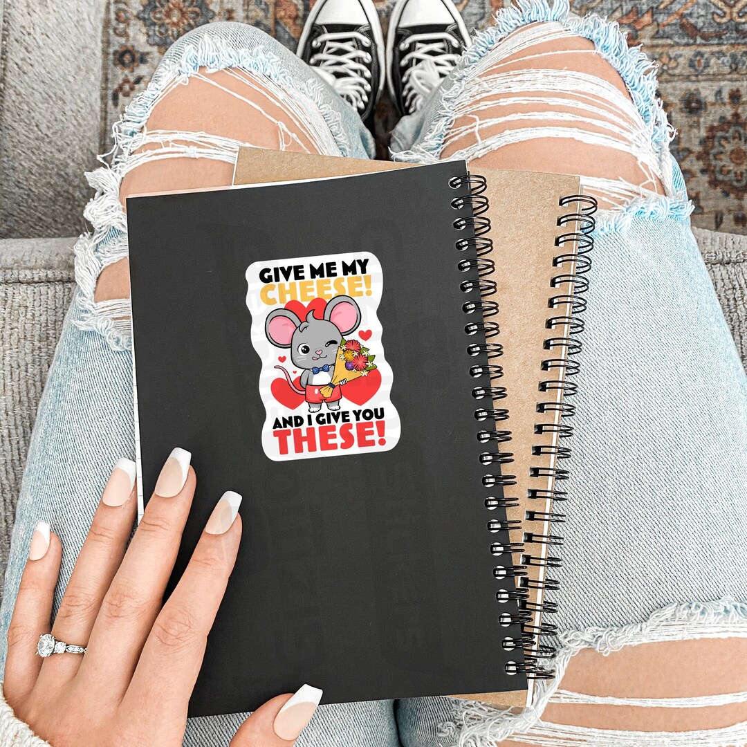 Kawaii Cute Mouse With Flowers Kid Sticker, Baby Mouse Valentine Label ...