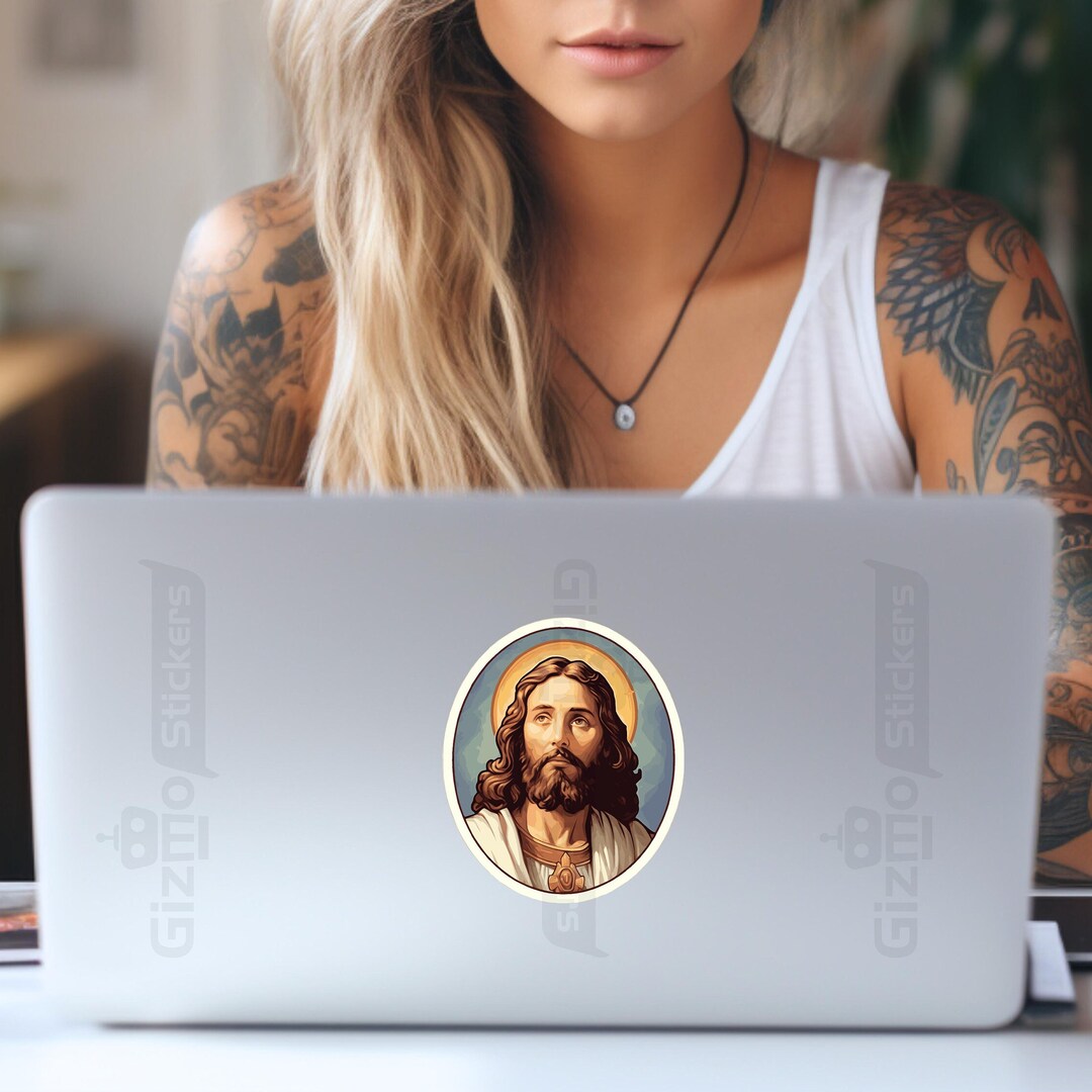 Jesus Christ Sticker, Religious Painting of Jesus Christ Art Label ...