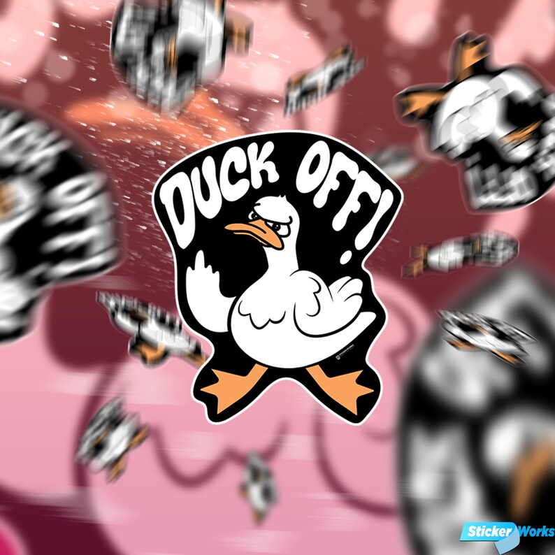 Sarcastic Duck off Sticker, Funny Duck Label, Humorous Angry Bird ...