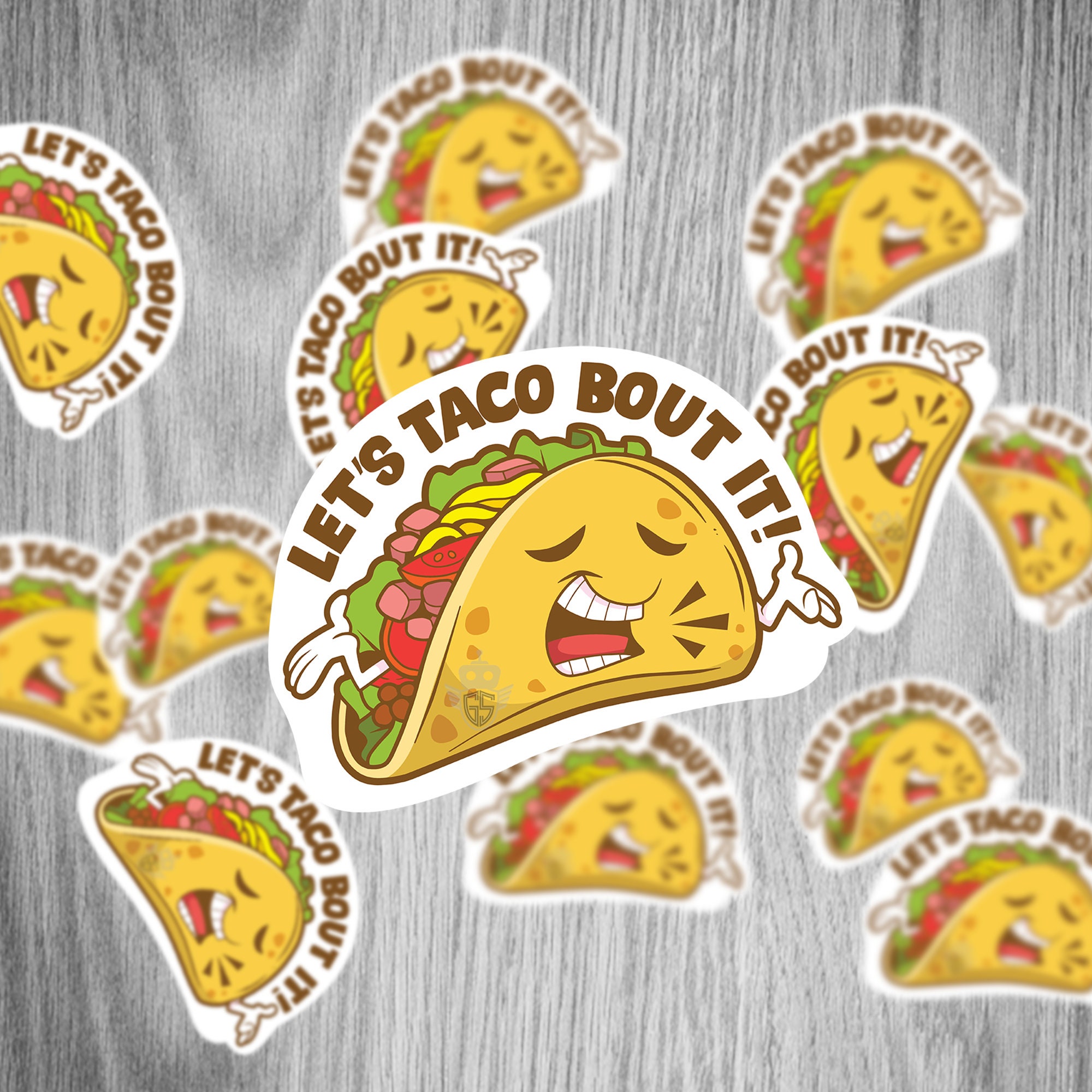 Let's Taco Bout It Sticker, Funny Mexican Label, Sarcastic Taco Lover ...