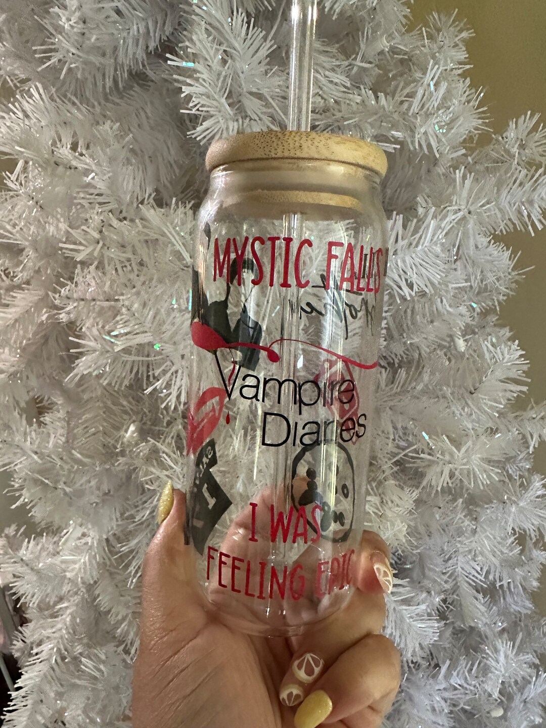 Vampire Diaries Glass Coffee Cup/mystic Falls/vampire Diaries Gifts - Etsy
