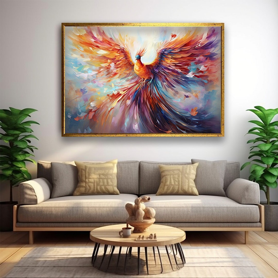 Pintura de lienzo de pájaro fénix, cartel de fénix, arte de pared de ...