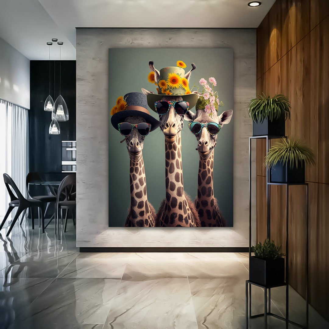 Funky Giraffes Wall Art Canvas Print Picture Home Decor Animals Canvas ...
