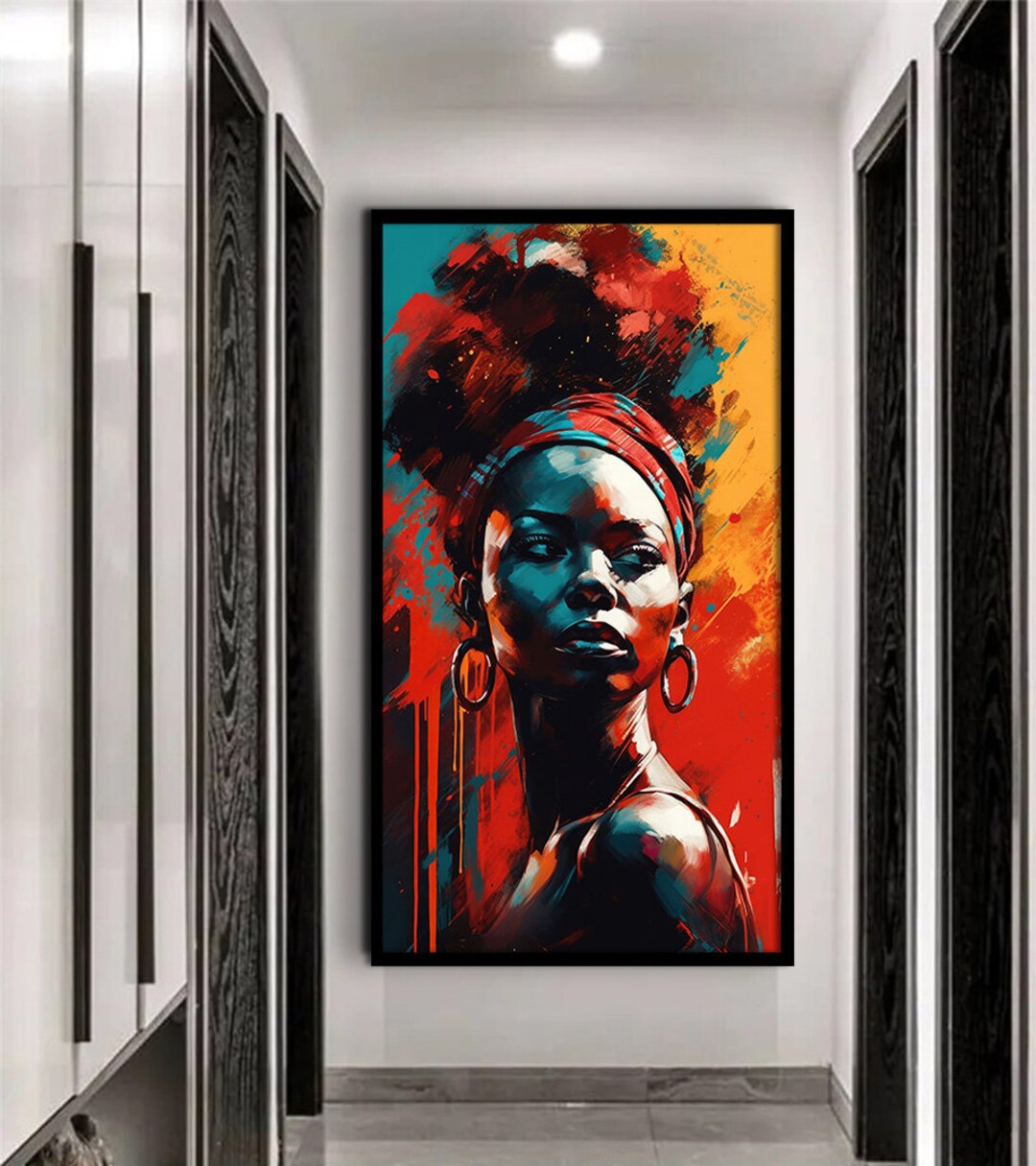 Colorful African Woman Wall Art, Ethnic Woman Canvas Print, African Girl Poster, Black Woman ...
