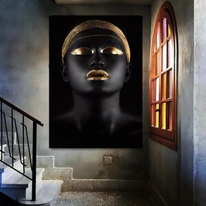 African Girl Canvas Print, Black Canvas Wall Art, African Woman Canvas Painting, Modern Wall Art ...