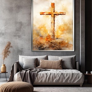 Jesus Wall Hanging, Jesus Cross Canvas, Cross , Jesus, Canvas Painting ...