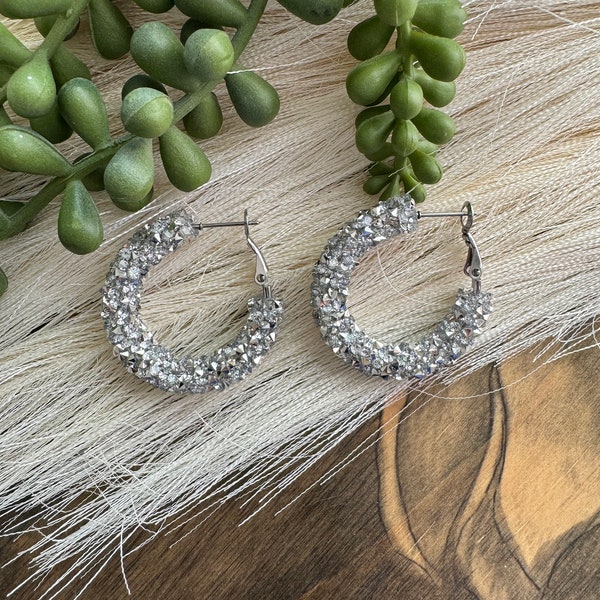 Rhinestone Hoops - Etsy