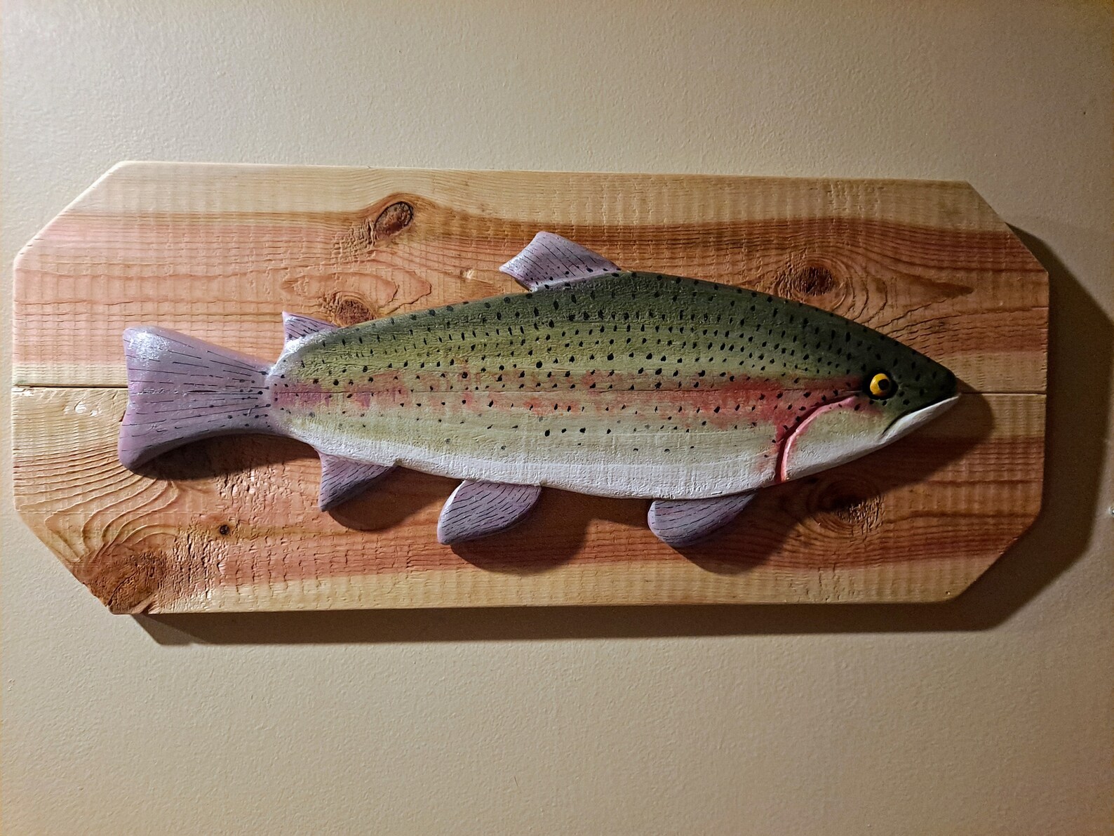 Large Realistic Wood Carved Hand-painted Rainbow Trout Wall Decor - Etsy