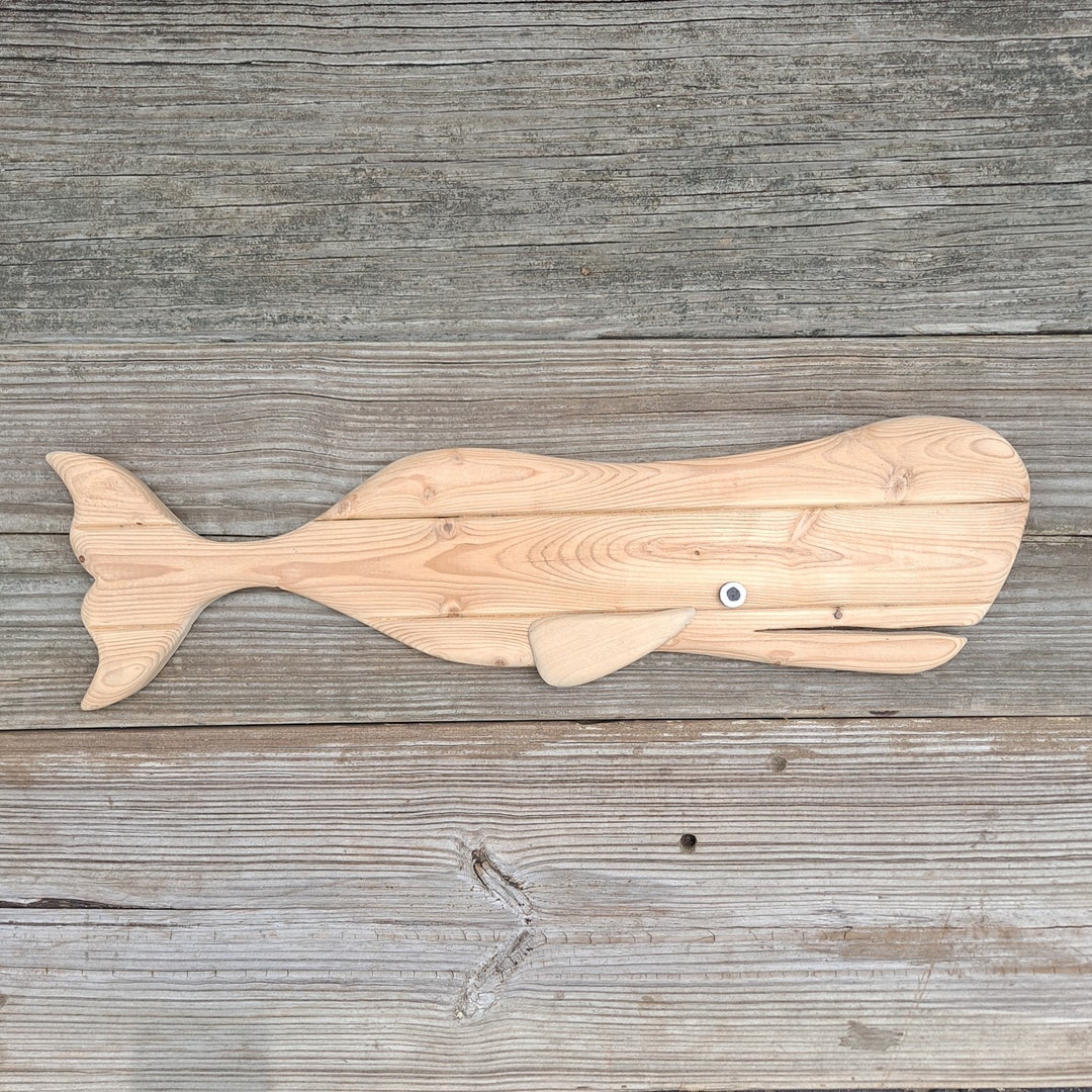 Large 23 Rustic Nautical Wooden Whale Wall Decor Natural Finish - Etsy