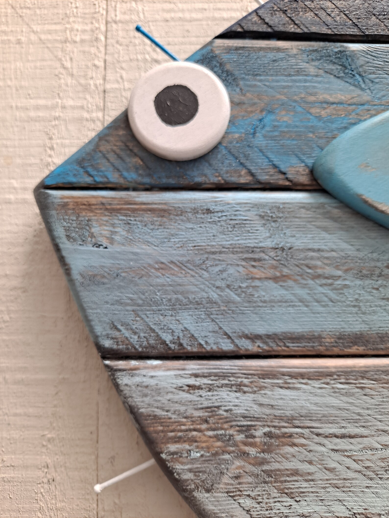 Large Wooden Puffer Fish Distressed Blue Wall Decor - Etsy