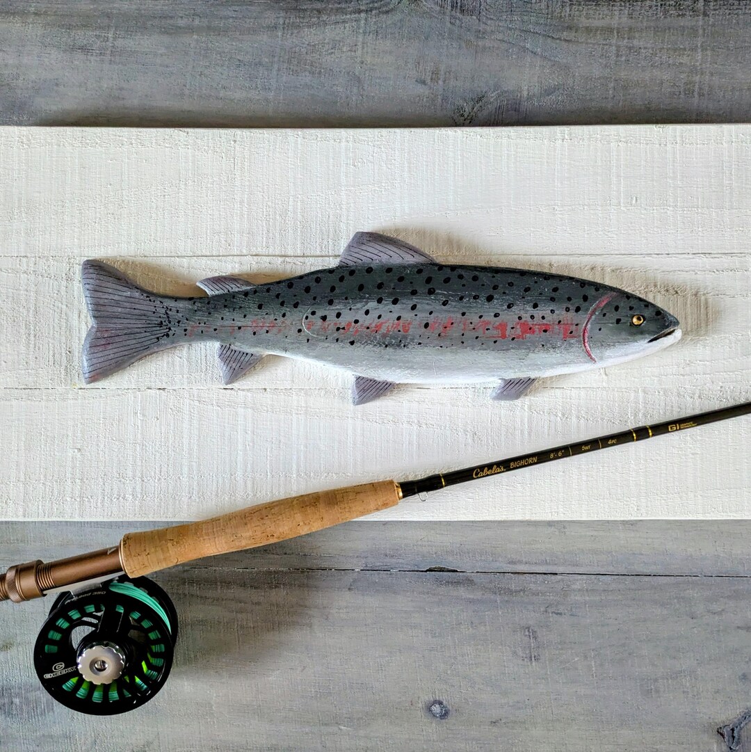 Wood Carved Rainbow Trout, Hand Painted Realistic Mounted Wall Decor - Etsy