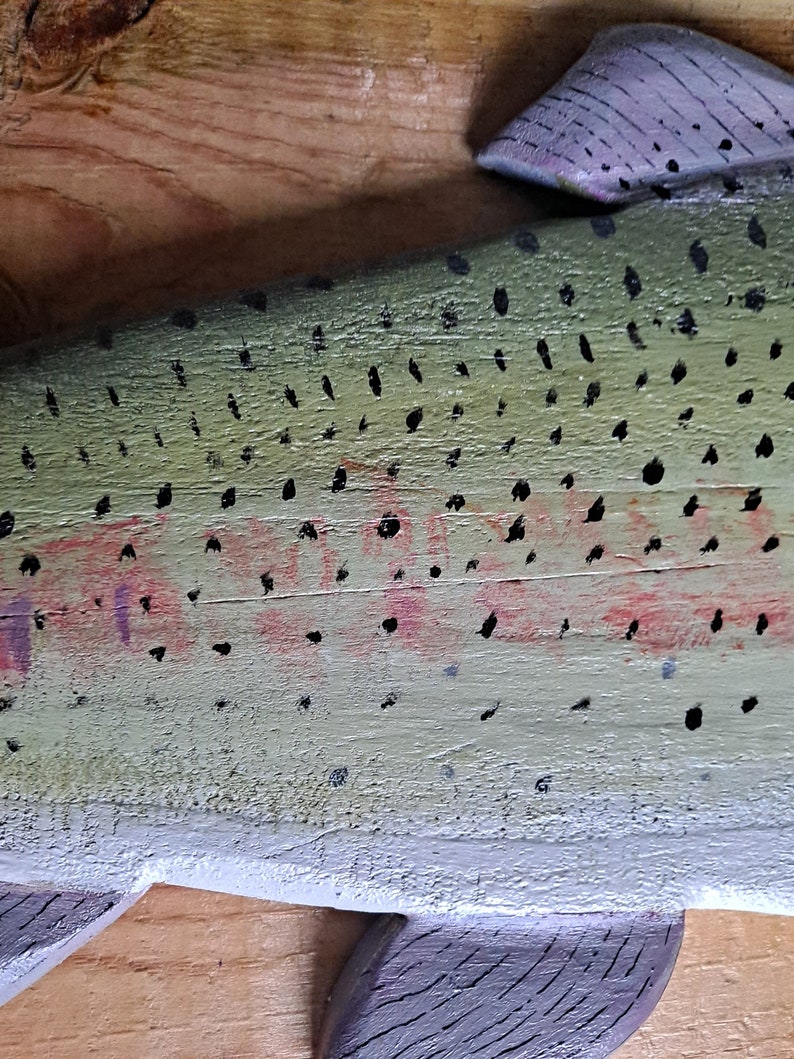 Large Realistic Wood Carved Hand-painted Rainbow Trout Wall Decor - Etsy