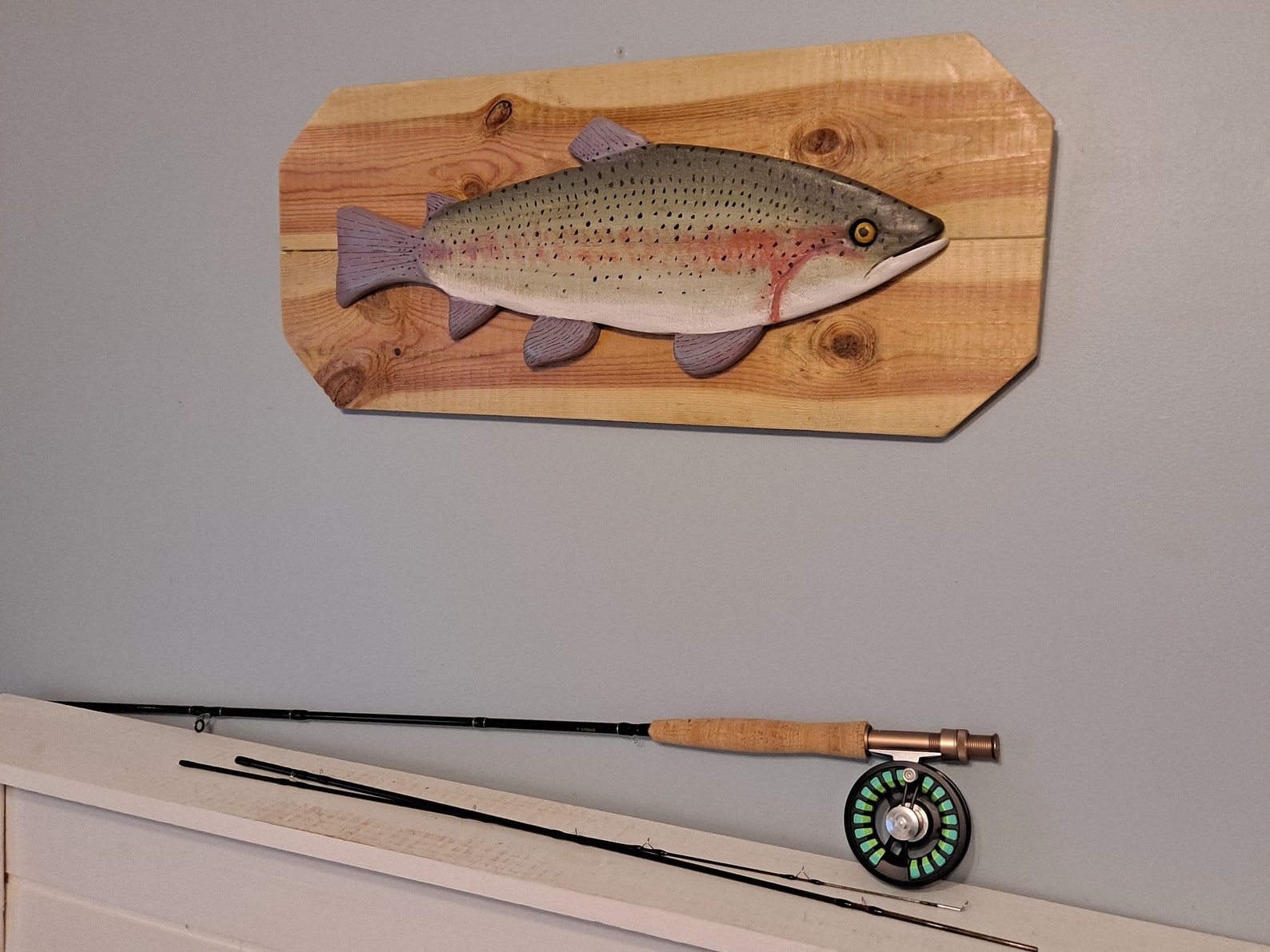 Large Realistic Wood Carved Hand-painted Rainbow Trout Wall Decor - Etsy