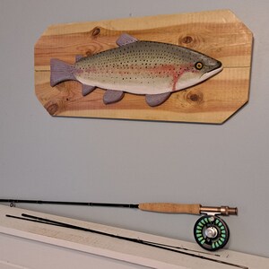 Large Realistic Wood Carved Hand-painted Rainbow Trout Wall Decor - Etsy